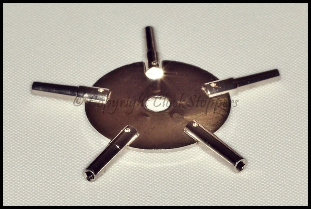 POCKET WATCH WINDING Key Steel Odd Sizes Star Spider Bench 5 Prong 3 5 ...