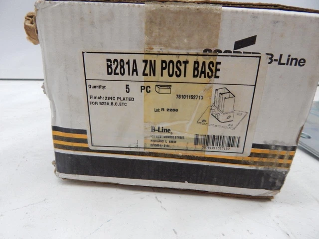 COOPER B-LINE B281A-ZN Post Base; ASTM A907 Steel, Electro-Plated Zinc ...