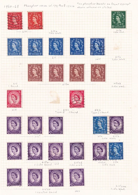 GREAT BRITAIN.... 1960-68 QE11 x59 Phosphor includes varieties used $15 ...