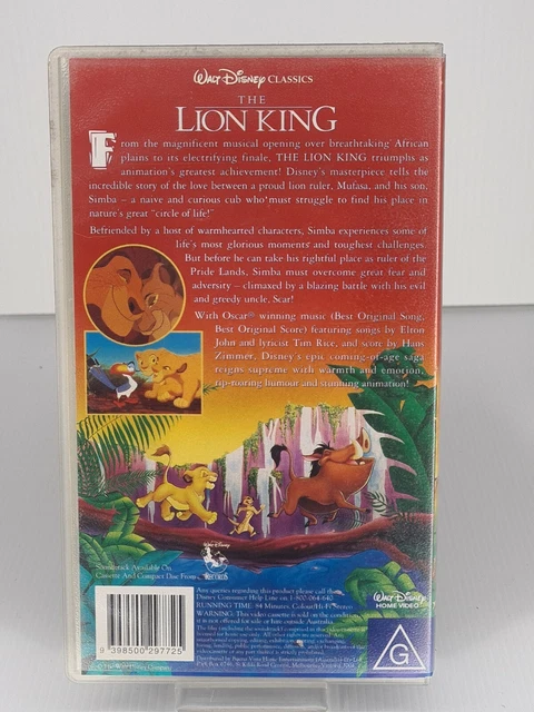THE LION KING - Walt Disney VHS Video Tape Simba Nala Timon Pumba ...