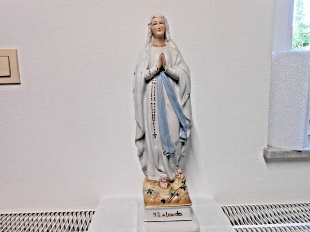 ANCIENNE GRANDE STATUE SAINTE VIERGE MARIE NOTRE DAME DE LOURDES 45 CM ...