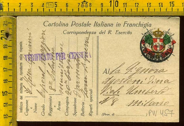 PRIMA GUERRA FRANCHIGIA Posta Militare 20 Armata 8 Colonna Munizioni x Milano EUR 3,49 - PicClick FR