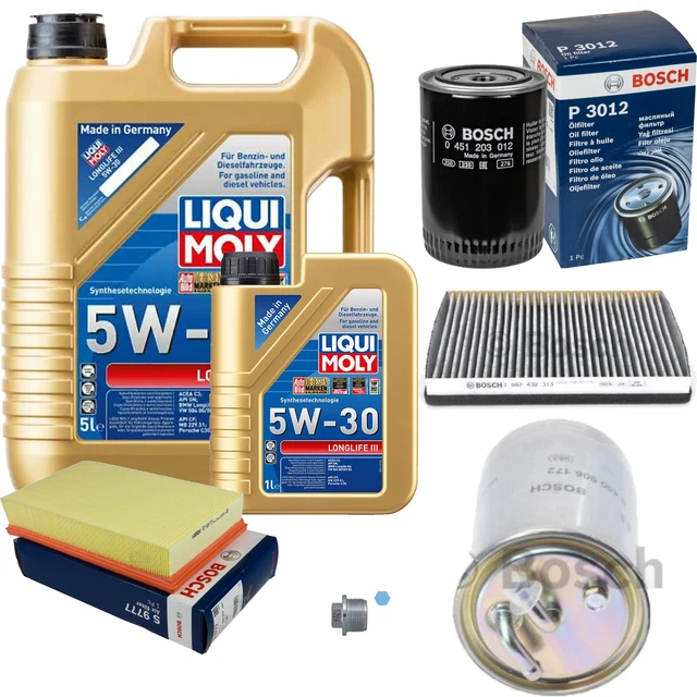 BOSCH INSPECTION SET 6 L Liqui Moly Longlife 3 5W-30 pour Pour VW Passat EUR 167,36 - PicClick FR