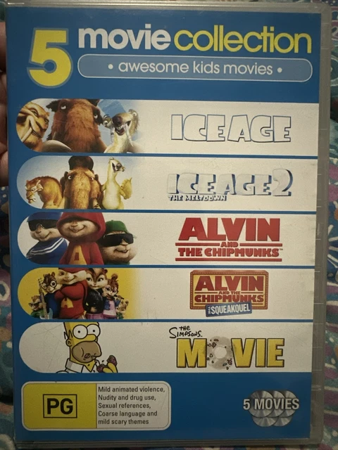 5 KIDS MOVIE Collection-Ice Age 1 & 2, Alvin & The Chipmunks 1 & 2 ...