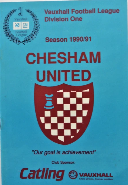 CHESHAM UNITED V Baldock Town 1/12/1990 Fa Cup - Preliminary Round £1. ...
