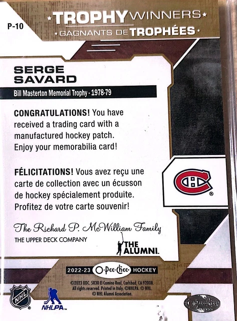 SERGE SAVARD 2022-23 O-Pee-Chee Hockey OPC Patches - Bill Masterton #P ...