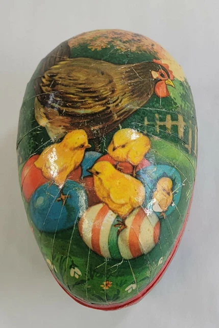 VINTAGE FILLABLE EASTER Egg Paper Mache West Germany Chicken Chicks 4. ...
