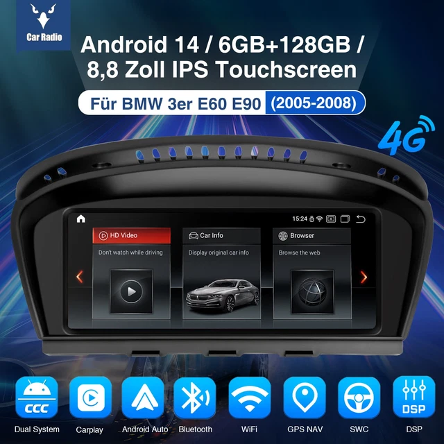 6+128GB DSP CARPLAY Android 14 Autoradio GPS Für BMW 3/5 er E60 E61 E90 ...