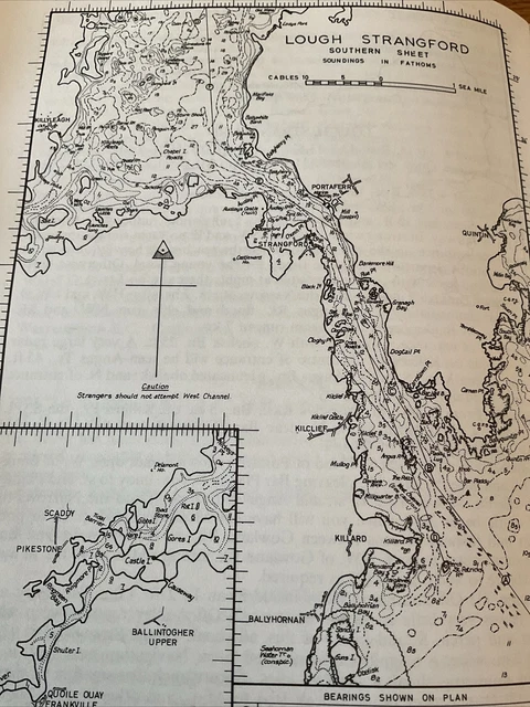 VINTAGE SEA CHART / NAUTICAL MAP 1971 - Lough STRANGFORD (south) - To ...