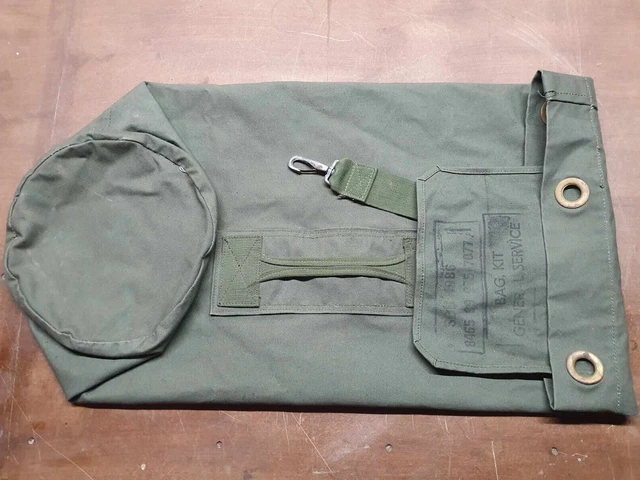 VINTAGE BRITISH ARMY Kit Bag Duffle Canvas Military Sausage Stuff Sack ...