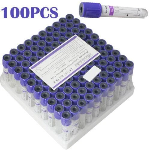 100X EDTA STERILE Glass Vacuum Blood Collection Tubes - K2 2ml 12x75mm ...