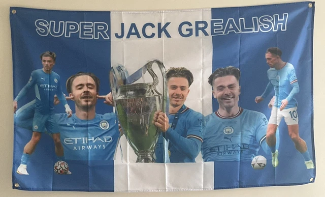 SUPER JACK GREALISH MANCHESTER CITY FOOTBALL FLAG - 5x3 FOOT FREE 48HR ...
