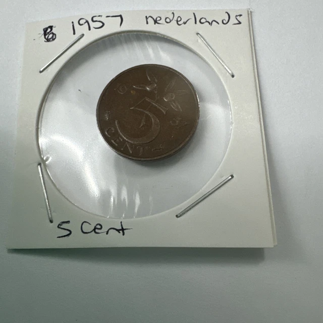 COIN 1957 NETHERLANDS 5 Cent Juliana Koningin Der Nederlanden Bronze $3 ...