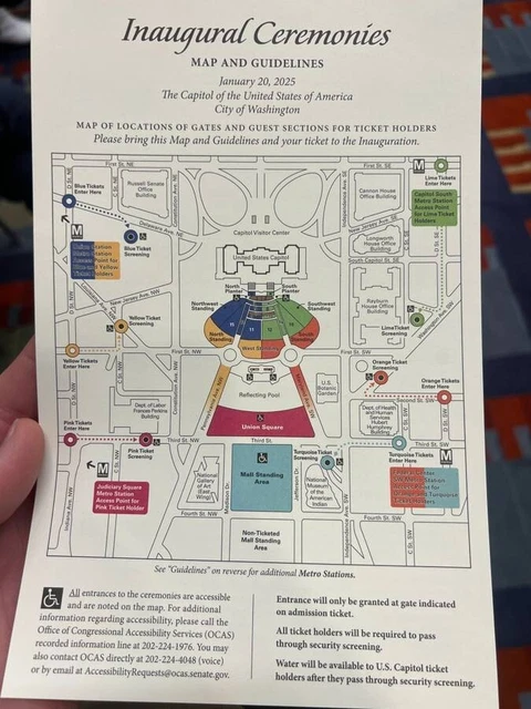 2025 DONALD TRUMP Vance Inauguration Invitation Program Picture Map ...