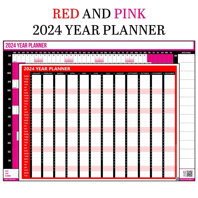2024 YEAR PLANNER Wall Chart Calendar Full Year Wall Planner Home ...
