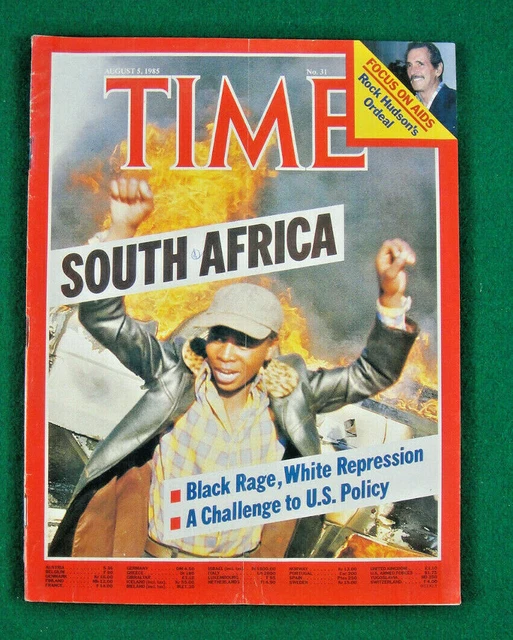 TIME MAGAZINE,AUG/1985:SOUTH AFRICA-FOCUS ON AIDS ROCK HUDSON's ORDEAL ...