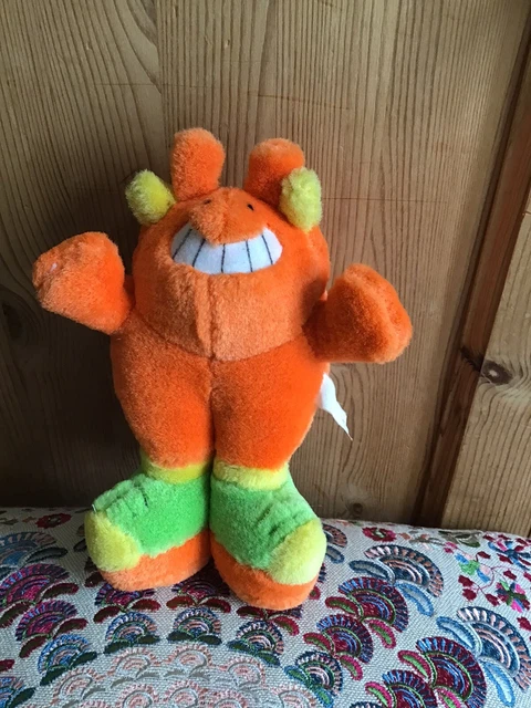 VINTAGE ORANGE GREEN Happy Scary Monster Soft Plush Stuffed Animal ...