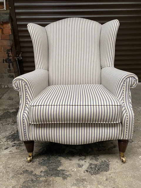 LAURA ASHLEY ARMCHAIR Southwold Chair Blue Ticking Stripe 600.00 PicClick UK