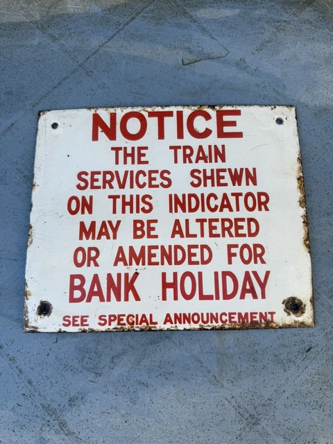 VINTAGE ENAMEL RAILWAY Train Notice Station Sign £220.00 - PicClick UK