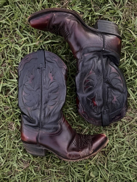 DAN POST 16729 Black Cherry Leather Western Cowboy Boots Men’s Size 8.5 ...