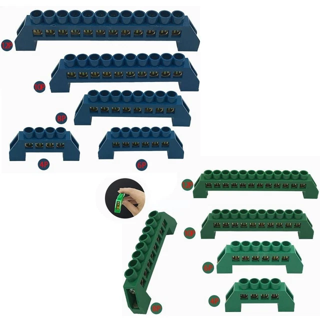 BLUE GREEN ZERO Line Block Connector Copper Bridge Type Rail Terminal ...