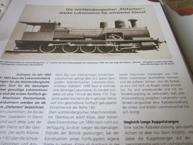 EISENBAHN CHRONIK 1A 1892 Württemberg Lok Brenner 5 Kuppler EUR 4,14 ...