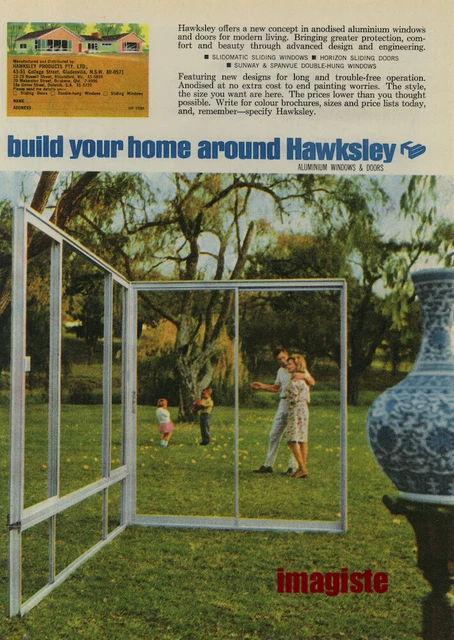 ORIGINAL VINTAGE AUSTRALIAN Ad (1966): Hawksley Aluminium Windows and ...