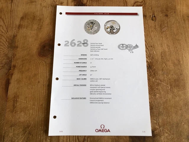 PRESS KIT OMEGA Note De Presse - Détails Mouvement Calibre 2628 & 3200 ...