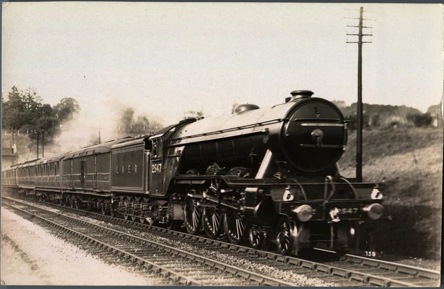 LNER 4-6-2 2547 locomotive steam train RPPC photograph postcard railway ...