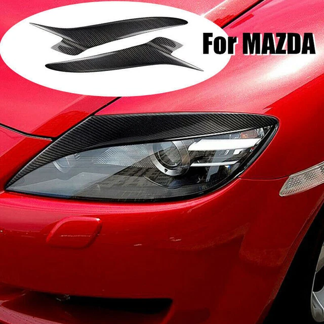 REAL CARBON FIBER Headlight Eyebrows Eyelids Trim for Mazda RX 8 RX8 ...