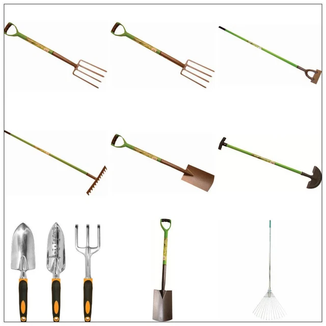 CARBON STEEL GARDEN Border Tools Digging Spade Shovel Fork Dutch Hoe ...