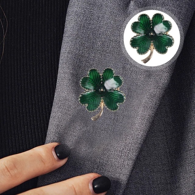 FLOWER BROOCH CLOVER Pin Elegant Lapel Shamrock Pins and Brooches $15. ...