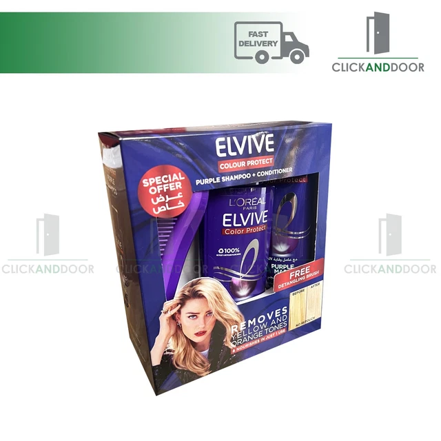 LOREAL PARIS ELVIVE Purple Shampoo & Conditioner Mask Pack Free ...