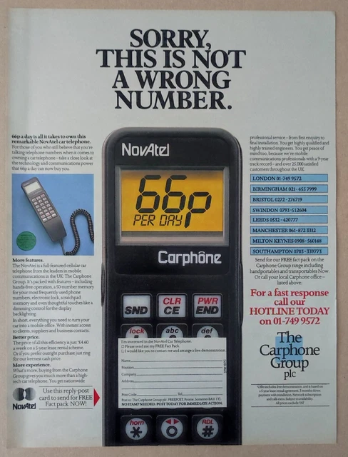 NOVATEL CARPHONE ORIGINAL UK Press Advert 1988 £4.99 - PicClick UK