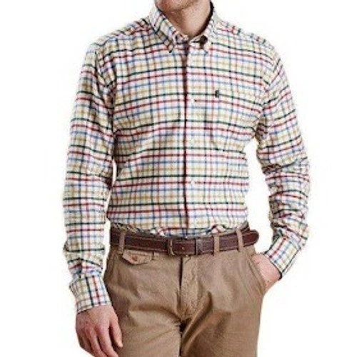 BARBOUR ALBERT TR Tailored Fit Flannel Shirt Rich Red Tartan Plaid Men ...