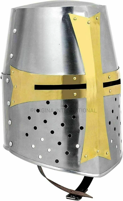 MEDIEVAL KNIGHT TEMPLAR Crusader Helmet Templar Brass Cross £54.21 ...