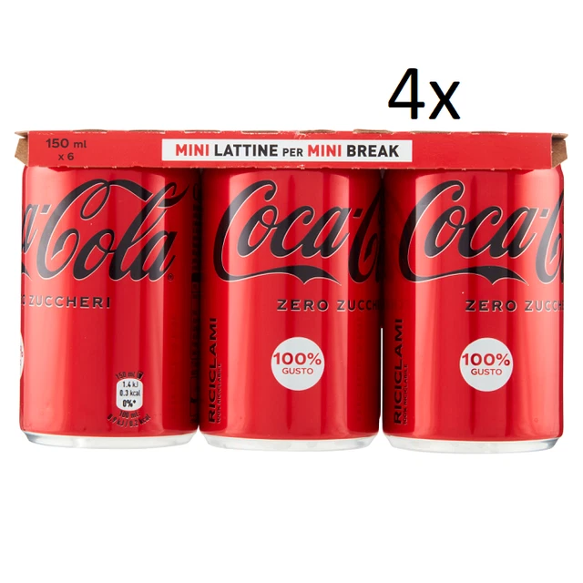 24X COCA-COLA ZERO Mini Dose ohne zucker Italian alkoholfreies Getränk ...