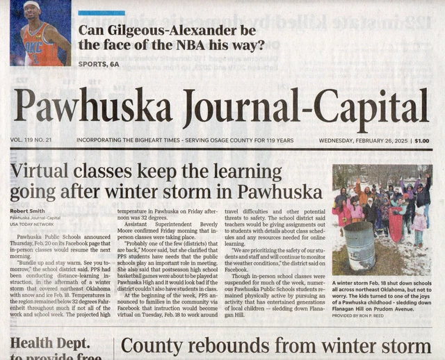 PAWHUSKA JOURNAL-CAPITAL NEWSPAPER February 26 2025 Osage County Winter ...