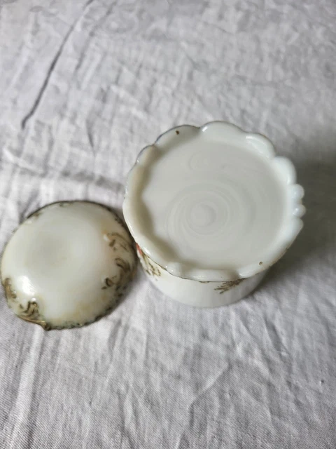 ANTIQUE WAVE CREST Hand Painted Milk Glass Lidded Jar $35.00 - PicClick CA