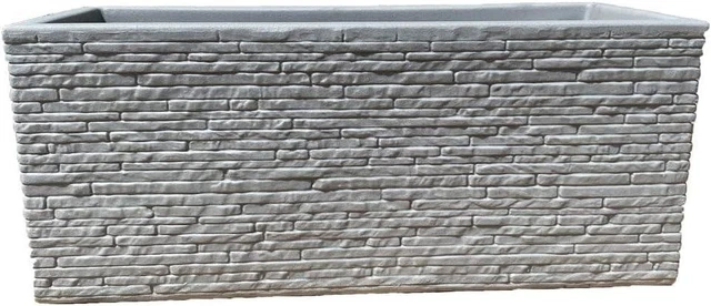 STONE SLATE TROUGH Planter Strata Slate Effect Plastic Rectangular ...