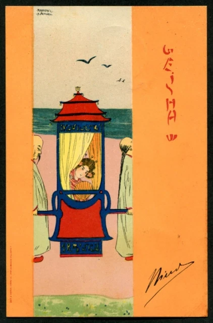 ARTIST SIGNED RAPHAEL KIRCHNER 44 GEISHA - Art Nouveau - Postcard £30. ...