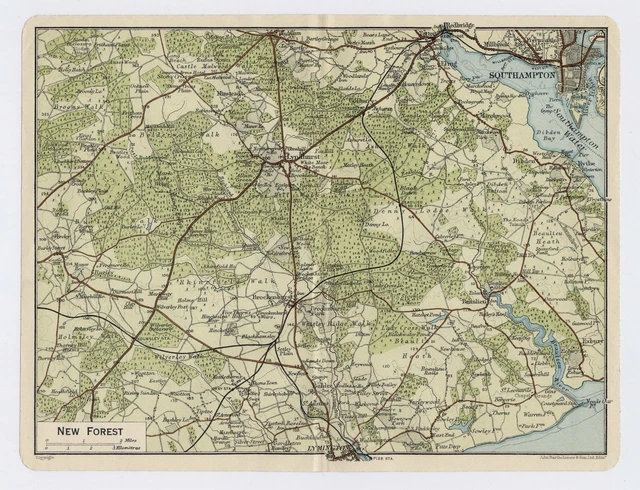 1924 ORIGINAL VINTAGE Map Of The New Forest Southampton / England £13. ...