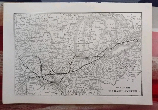 1910 TRAIN ROUTE Map WABASH SYSTEM RAILROAD All Lines And Stations ...