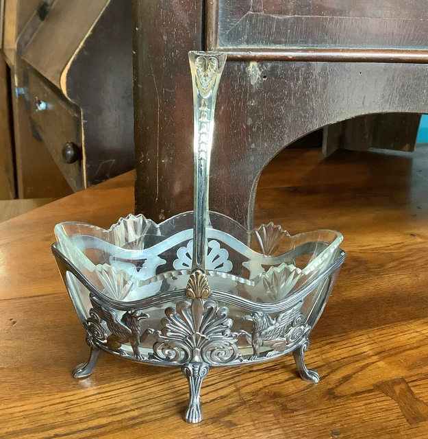 ANTIQUE WMF ART Nouveau Jardiniere With Glass Liner Centrepiece Ostrich ...