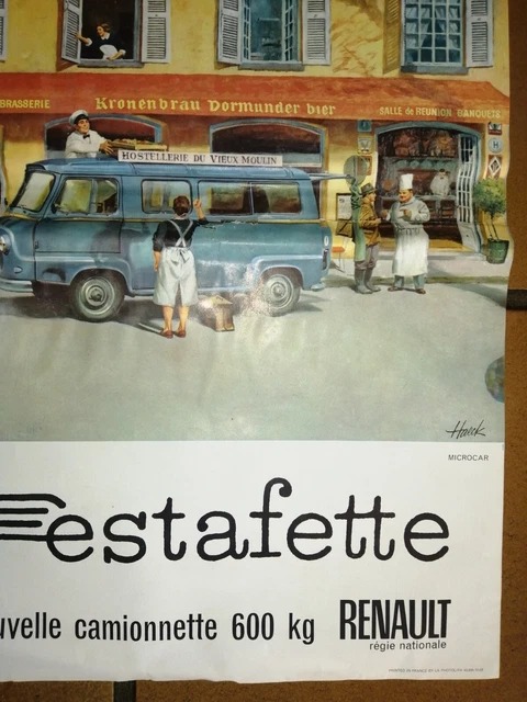 ANCIENNE AFFICHE PUBLICITAIRE signée Haeck Renault Estafette années 60 ...