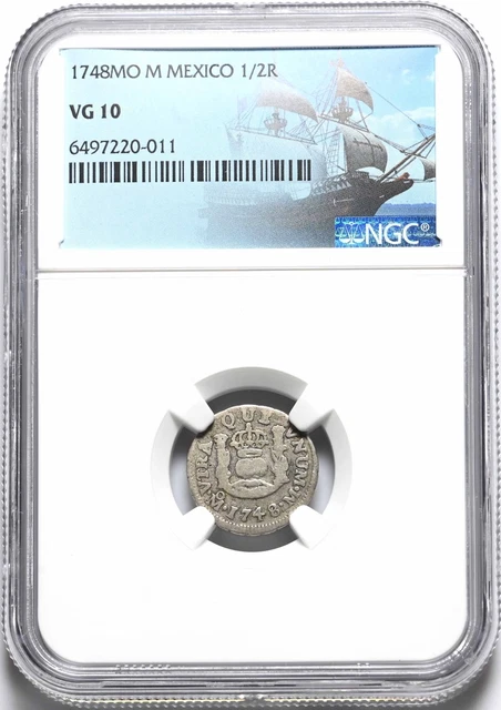SPANISH COLONIAL ERA - Mexico. Ferdinand VI, 1/2 Real, 1748, Pillars, NGC VG10 £107.95 - PicClick UK