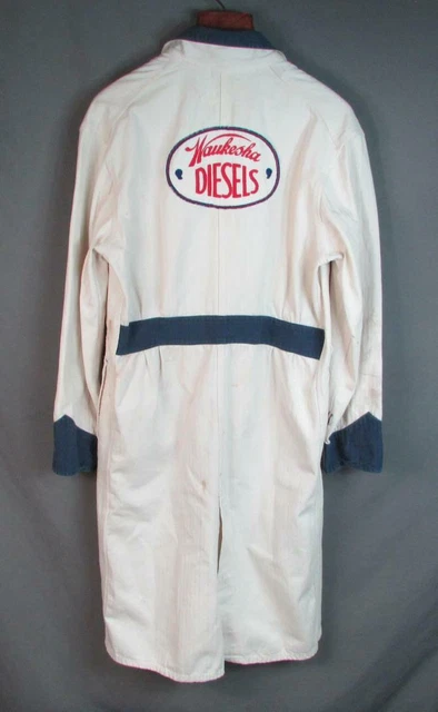 VINTAGE 1940S WAUKESHA Motor Co.Denim HBT Shop Coat Work Jacket Diesel ...