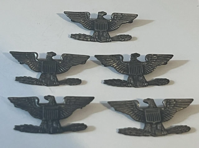 WW2 US ARMY Military Sterling Full Bird Colonel Rank Insignia Pin Set ...
