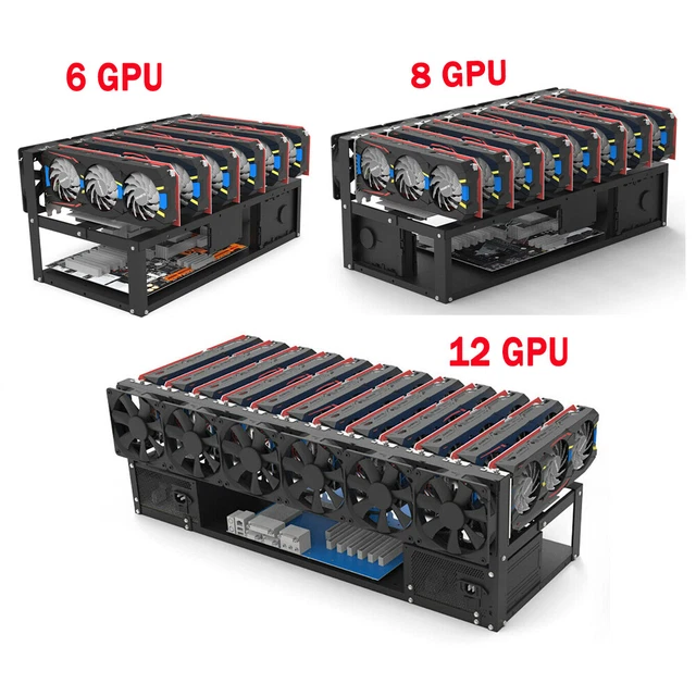 AIR MINING RIG Open Frame Miner Case For 6 8 12 GPU $20.00 - PicClick