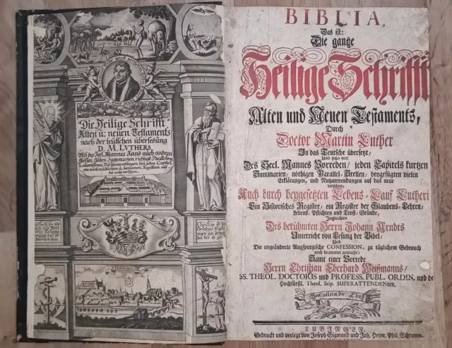 ANNO 1738, TÜBINGEN, Bibel, Biblia, Heilige Schrift, Vorrede Ch. E ...